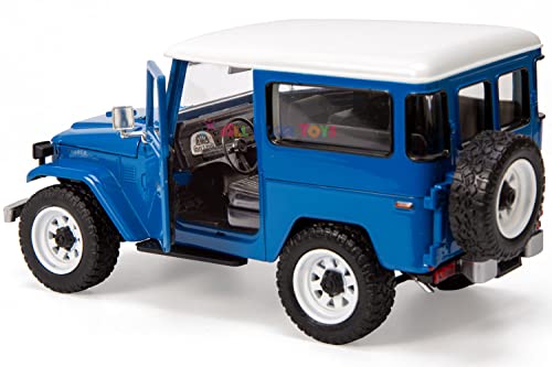 All Star Toys Exclusive Toyota Land Cruiser FJ40 Royal Blue with Custom Off-Road Wheels 1/24 Diecast Model by Motormax 79323 FJ Cruiser J40