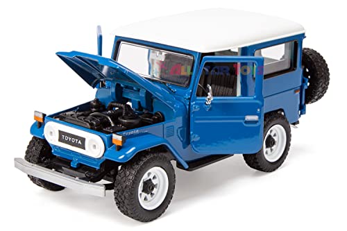 All Star Toys Exclusive Toyota Land Cruiser FJ40 Royal Blue with Custom Off-Road Wheels 1/24 Diecast Model by Motormax 79323 FJ Cruiser J40