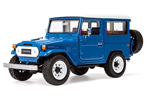 All Star Toys Exclusive Toyota Land Cruiser FJ40 Royal Blue with Custom Off-Road Wheels 1/24 Diecast Model by Motormax 79323 FJ Cruiser J40