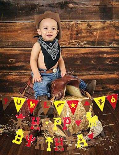 LaVenty Set of 2 Cowboy Birthday Banner Boots Boy Banner Little Cowboy Banner Western Theme birthday Decoration Cowboy First Birthday Cowboy Party decoration