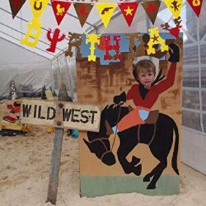 LaVenty Set of 2 Cowboy Birthday Banner Boots Boy Banner Little Cowboy Banner Western Theme birthday Decoration Cowboy First Birthday Cowboy Party decoration