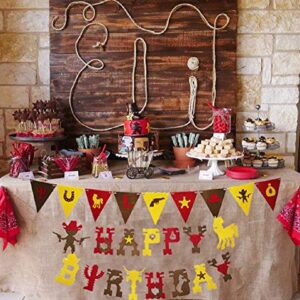 LaVenty Set of 2 Cowboy Birthday Banner Boots Boy Banner Little Cowboy Banner Western Theme birthday Decoration Cowboy First Birthday Cowboy Party decoration