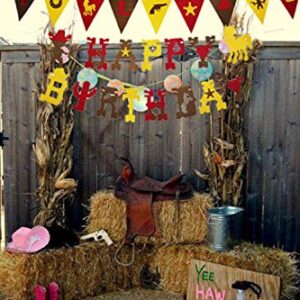 LaVenty Set of 2 Cowboy Birthday Banner Boots Boy Banner Little Cowboy Banner Western Theme birthday Decoration Cowboy First Birthday Cowboy Party decoration