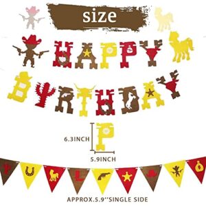 LaVenty Set of 2 Cowboy Birthday Banner Boots Boy Banner Little Cowboy Banner Western Theme birthday Decoration Cowboy First Birthday Cowboy Party decoration