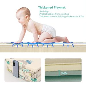 Foldable Foam Baby Playmat for Crawling,Infant Play Mat,Waterproof Anti-Slip Reversible Play Mat,Edge Reinforcement Play Mat for Playpen 71" x 79" x 0.6"