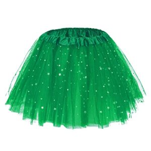 Girls Tutu Skirts Fluffy Ballet Dress Up for Toddler Kids 3 Layers Tulle Tutus Princess Dresses Sparkle Tutu (2T - 8T) Green