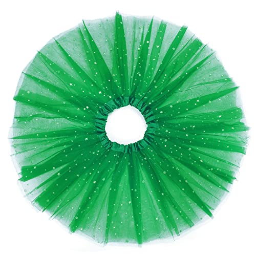 Girls Tutu Skirts Fluffy Ballet Dress Up for Toddler Kids 3 Layers Tulle Tutus Princess Dresses Sparkle Tutu (2T - 8T) Green