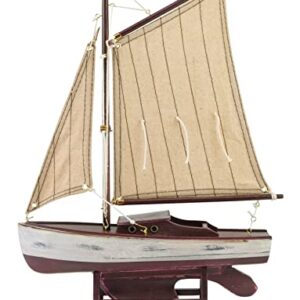 SAILINGSTORY Wooden Sailboat Decor Sailboat Gift Boat Model Ship Yacht Distressed Red