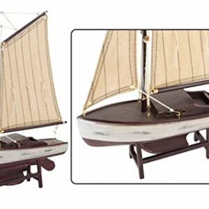 SAILINGSTORY Wooden Sailboat Decor Sailboat Gift Boat Model Ship Yacht Distressed Red