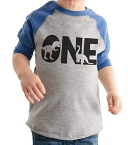 7 ate 9 apparel kid’s one 1st 1 first dinosaur black dino birthday blue raglan tee 18 months