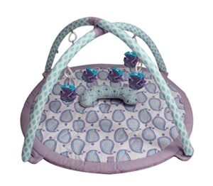 bacati isabella girls paisley baby activity gym with mat, lilac/purple/aqua