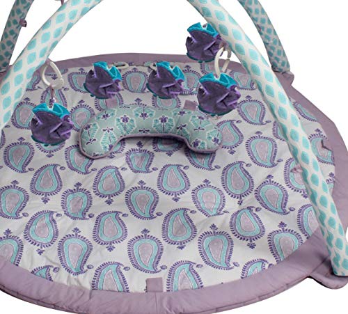 Bacati Isabella Girls Paisley Baby Activity Gym with Mat, Lilac/Purple/Aqua