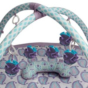 Bacati Isabella Girls Paisley Baby Activity Gym with Mat, Lilac/Purple/Aqua