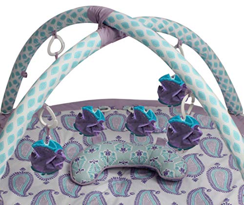 Bacati Isabella Girls Paisley Baby Activity Gym with Mat, Lilac/Purple/Aqua