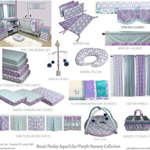 Bacati Isabella Girls Paisley Baby Activity Gym with Mat, Lilac/Purple/Aqua