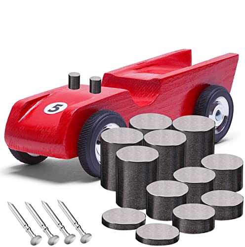 3.625 Ounces Cylindrical Tungsten Weights and 4 Pieces Polished Axles, 3/8 Inch Cylinders Weights Tungsten Buffer Weight Car Incremental Weights Speed Axles Kit for Your Car