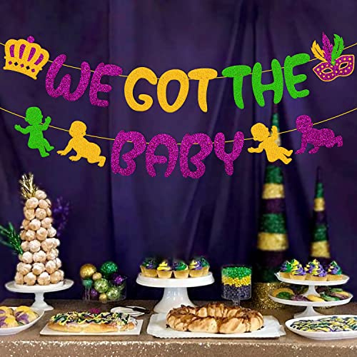 We Got The Baby Banner Mardi Gras Baby Shower Party Decorations Carnival New Orleans Masquerade Fleur De Lis Fat Tuesday Theme Gender Reveal Party Supplies