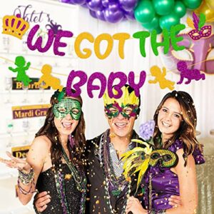 We Got The Baby Banner Mardi Gras Baby Shower Party Decorations Carnival New Orleans Masquerade Fleur De Lis Fat Tuesday Theme Gender Reveal Party Supplies