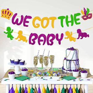 We Got The Baby Banner Mardi Gras Baby Shower Party Decorations Carnival New Orleans Masquerade Fleur De Lis Fat Tuesday Theme Gender Reveal Party Supplies