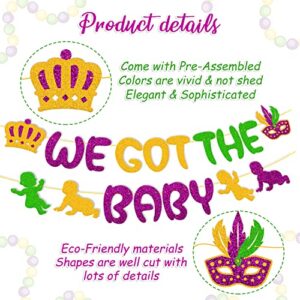 We Got The Baby Banner Mardi Gras Baby Shower Party Decorations Carnival New Orleans Masquerade Fleur De Lis Fat Tuesday Theme Gender Reveal Party Supplies