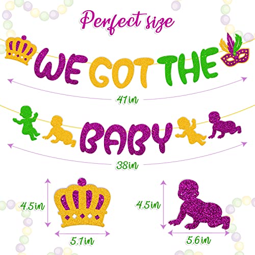 We Got The Baby Banner Mardi Gras Baby Shower Party Decorations Carnival New Orleans Masquerade Fleur De Lis Fat Tuesday Theme Gender Reveal Party Supplies