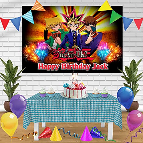 Yu Gi Oh Birthday Banner Personalized Party Backdrop Decoration 60x42 Inches - 5x3 Feet