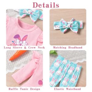 Aalizzwell 3-6 Months Baby Girl Easter Clothes Infant Girls First Easter Outfit My Tunic Rabbit Clothing Set Bunny Blue