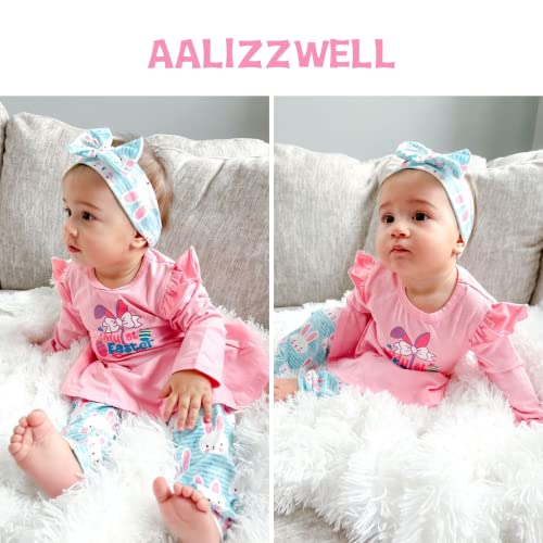 Aalizzwell 3-6 Months Baby Girl Easter Clothes Infant Girls First Easter Outfit My Tunic Rabbit Clothing Set Bunny Blue