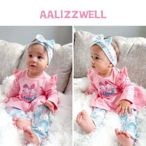 Aalizzwell 3-6 Months Baby Girl Easter Clothes Infant Girls First Easter Outfit My Tunic Rabbit Clothing Set Bunny Blue