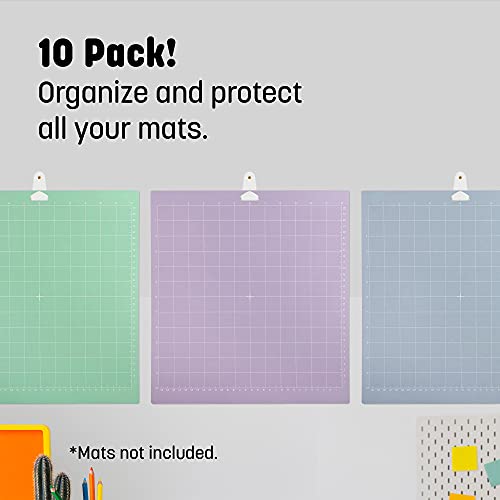 [10 pack] Impresa Mat Hangers for Cricut Cutting Mats to Organizes - Easy To Install Standard Grip Cutting Mat Hangars - Durable Impresa Holder for Cricut Mat Holder - Mat Hook - Mat Storage