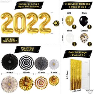 Huge, Graduation Party Decorations 2022 - Pack of 75 | Congrats Grad Banner, Graduation Photo Props | Gold Fringe Graduation Backdrop | Graduation Banner, Black and Gold Graduation Decorations 2022