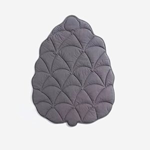 bedmust gray leaf shaped baby blanket play mat newborn baby nursery rug cotton crawling cushion soft washable floor activity carpet kids room decor (38″x48″, pinecone grey)