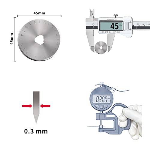 16 Pack 45mm Rotary Cutter Blades, Olfa, Replacement Rotary Blade, Designed for Handcrafting, Art, DIYs, Crafts, Quilting, Scrapbooking, Sewing (8 in Silver Color, 8 in Titanium Plating)