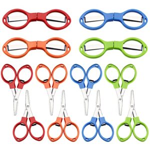 8pcs stainless steel scissors folding christmas mini scissor anti rust portable keychain scissors small glasses shaped compact shear telescopic cutter for travel school office