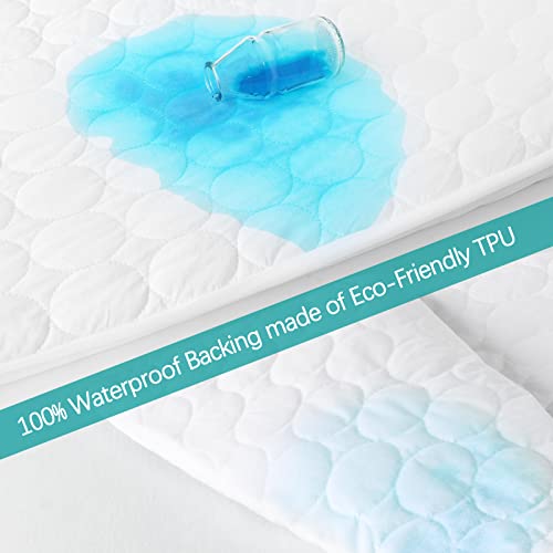 Pack N Play Mattress Pad Sheets Fitted Waterproof & Trifold Pack and Play Mattress Topper 38" x 26"