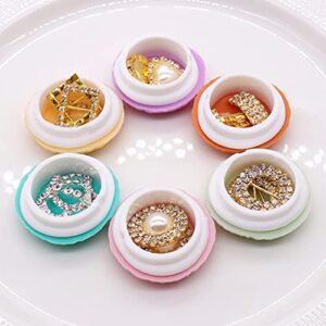 AKOAK 6 Pcs Mini Macaron Candy Box Earrings/Ring/Necklace/Headphones/SD Card Storage Box Round Pill Box