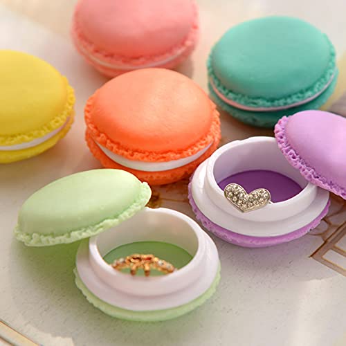 AKOAK 6 Pcs Mini Macaron Candy Box Earrings/Ring/Necklace/Headphones/SD Card Storage Box Round Pill Box