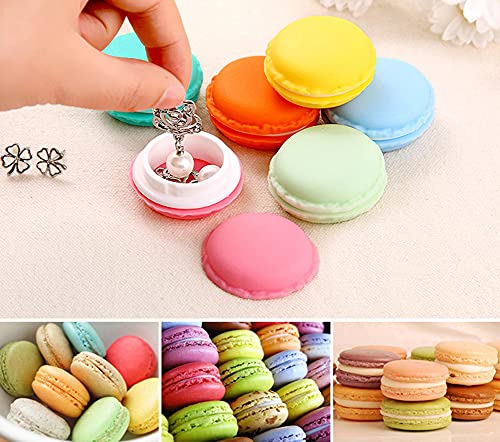 AKOAK 6 Pcs Mini Macaron Candy Box Earrings/Ring/Necklace/Headphones/SD Card Storage Box Round Pill Box