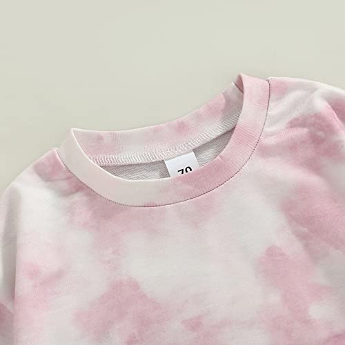 MERSARIPHY Baby Girl Sweatshirt Romper Tie Dyed Infant Girl Bodysuit Sweater Tops Fall Winter Clothes (Pink tie-dyed, 0-6 Months)