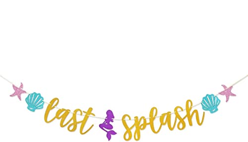 Last Splash Gold Glitter Banner for Mermaid Bachelorette Party Bridal Shower Decorations