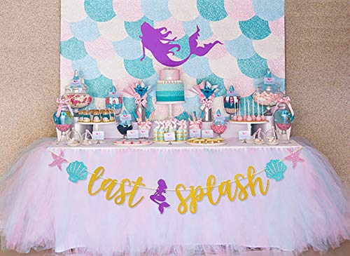 Last Splash Gold Glitter Banner for Mermaid Bachelorette Party Bridal Shower Decorations