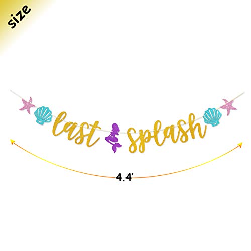 Last Splash Gold Glitter Banner for Mermaid Bachelorette Party Bridal Shower Decorations