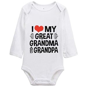 grandma onesie long sleeve white funny infant body suits i love my great grandma and grandpa baby girls jumpsuit 3-6 month