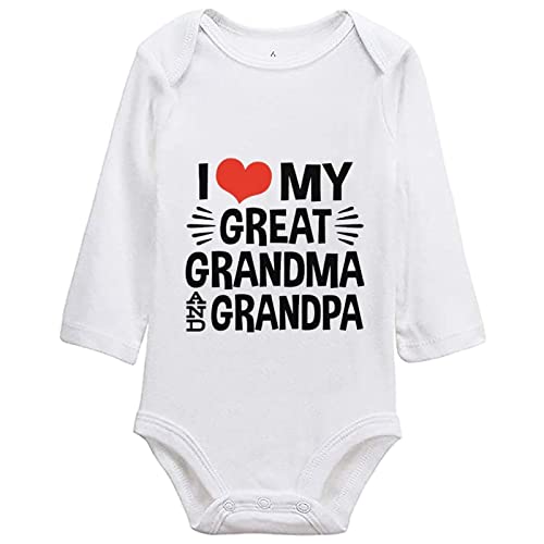 Grandma Onesie Long Sleeve White Funny Infant Body Suits I Love My Great Grandma And Grandpa Baby Girls Jumpsuit 3-6 Month