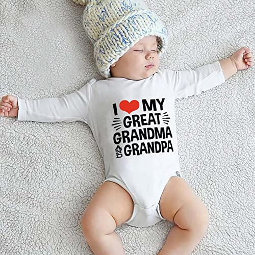 Grandma Onesie Long Sleeve White Funny Infant Body Suits I Love My Great Grandma And Grandpa Baby Girls Jumpsuit 3-6 Month