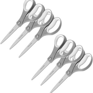 Fiskars 01-004761J Softgrip Scissors Straight Stainless Steel, 8 Inch - 6 Pack