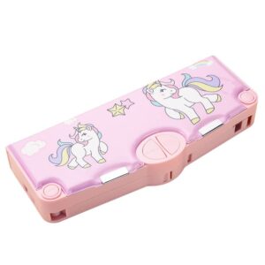 smile doll cute pencil case, pencil case for girls, kawaii pencil case, pencil case for boys, a free eraser, a pencil sharpener, a tape, a ruler, etc. (unicorn) (qbh-9)