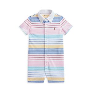 polo ralph lauren baby boy’s striped knit oxford shortall (w(2001)/p, 12 months)