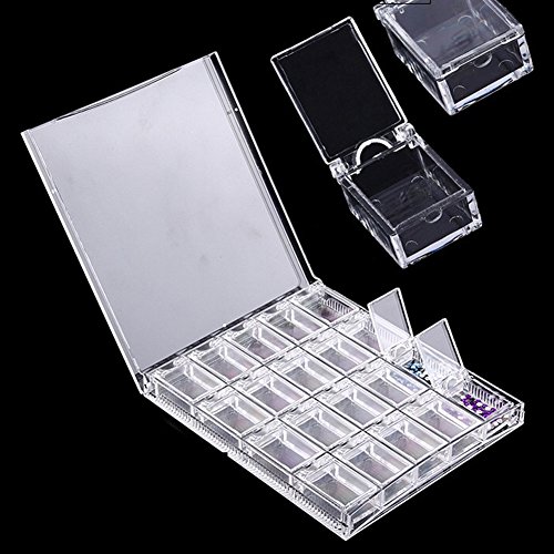 Fishlor Bead Container, 20 Grids Transparent Acrylic Nail Art Decorations Storage Box Rhinestone Beads Container Case