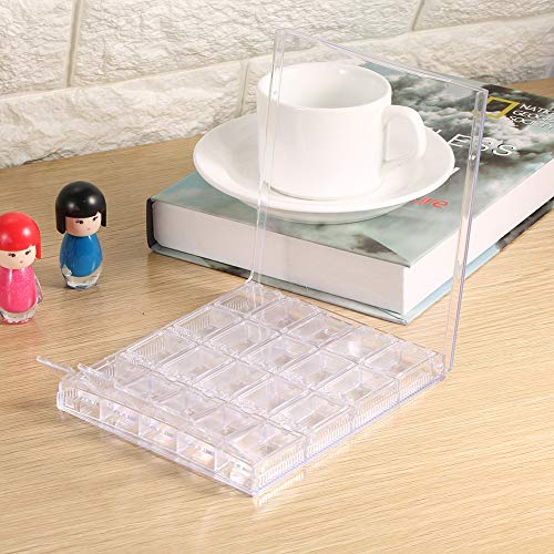 Fishlor Bead Container, 20 Grids Transparent Acrylic Nail Art Decorations Storage Box Rhinestone Beads Container Case